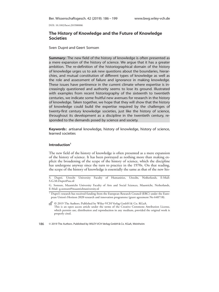 The History of Knowledge and The Future of Knowledge Societies | PDF ...