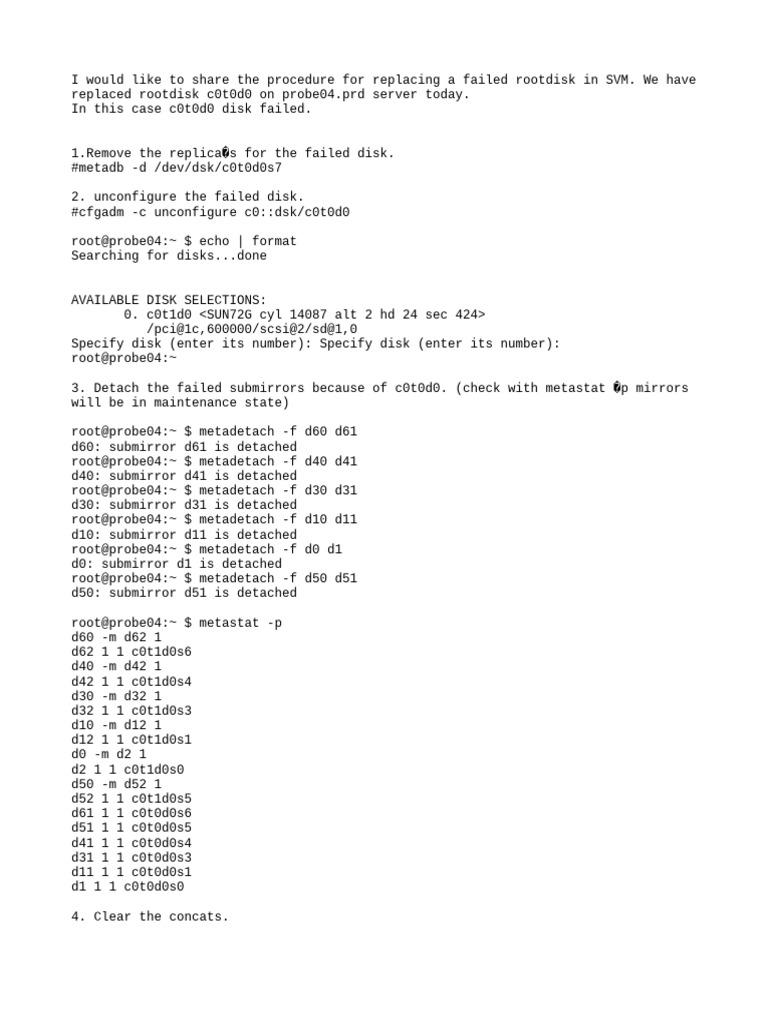 Replacing Failed Root Disk in SVM | PDF | Computing | Computer Architecture