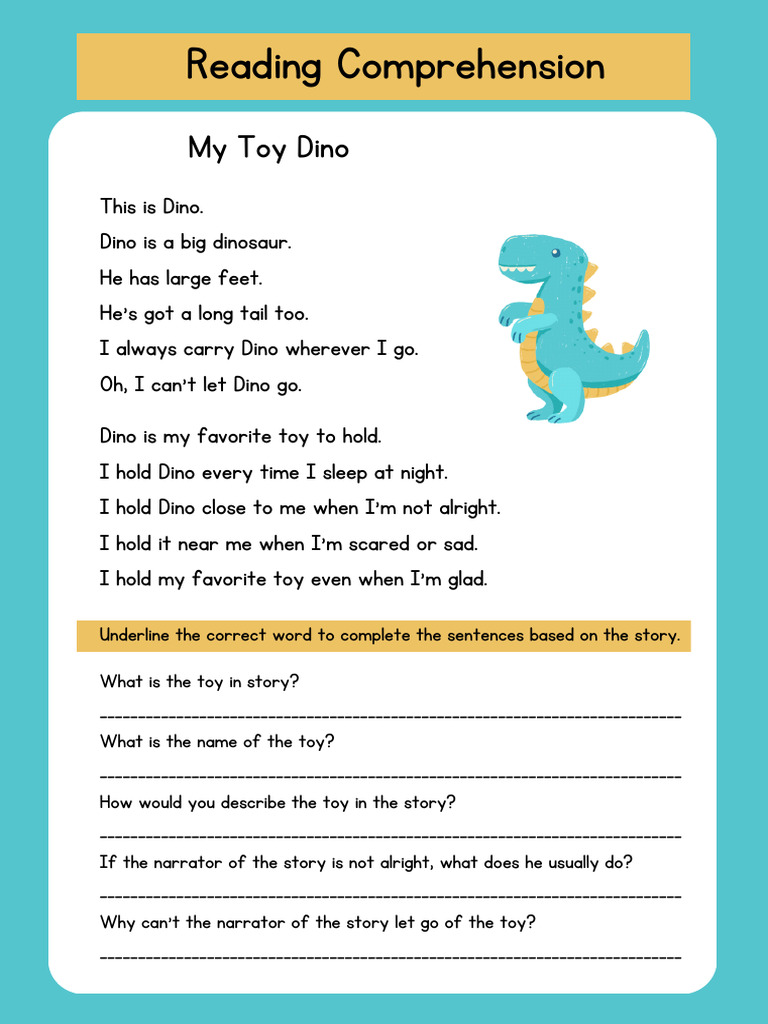 My Favorite Toy: Dino Story Worksheet | PDF
