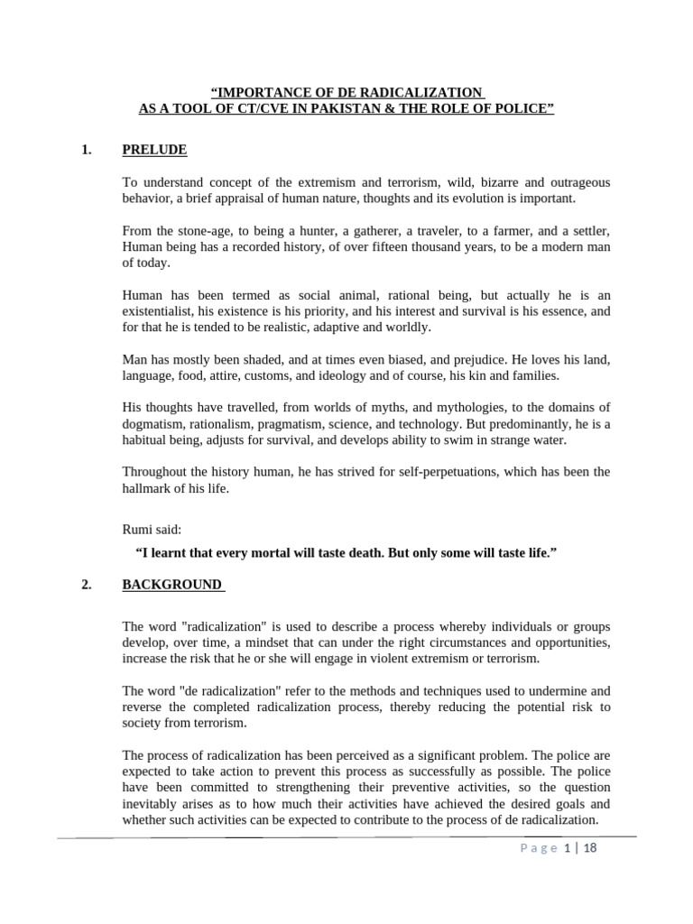 Importance of de Radicalization As A Tool of CT | PDF
