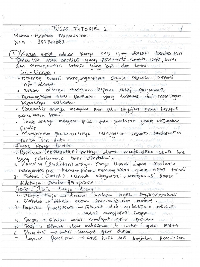Tugas Tutorial 1 - Karya Ilmiah - Habibah - 855744083 | PDF