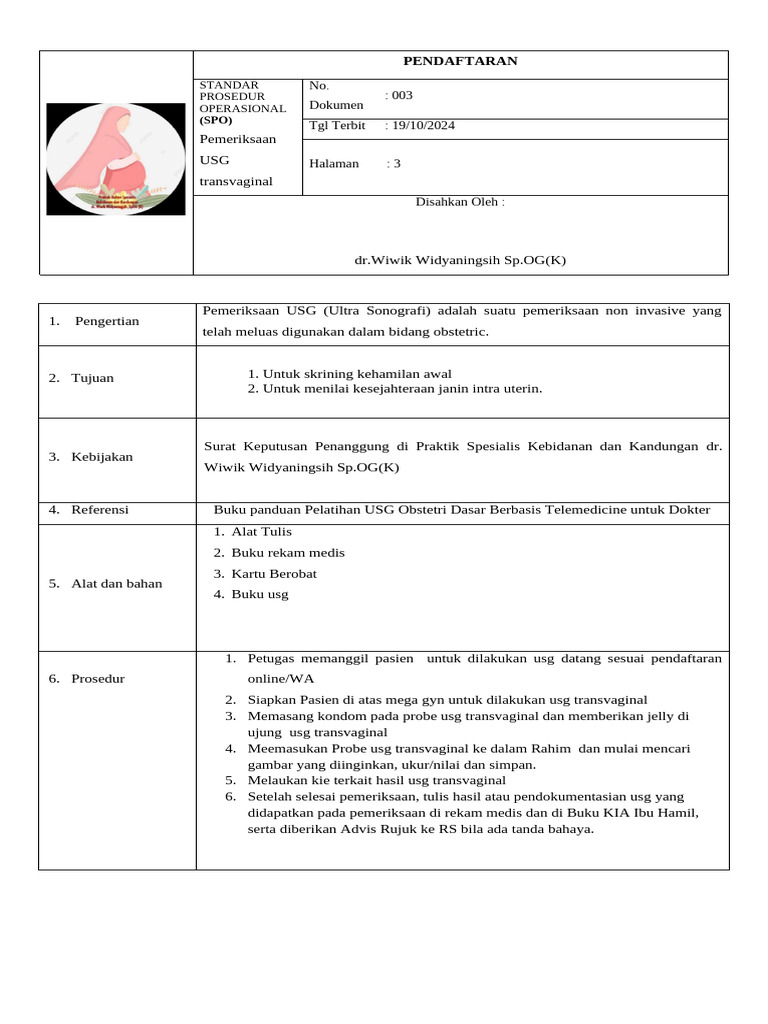 Spo Usg Transvaginal DR - Wiwik | PDF