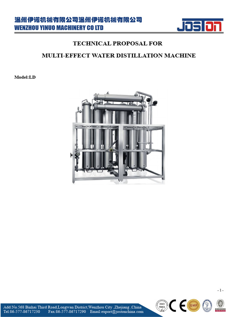 Multi-Effect Distillation Machine Proposal | PDF | Water | Distillation