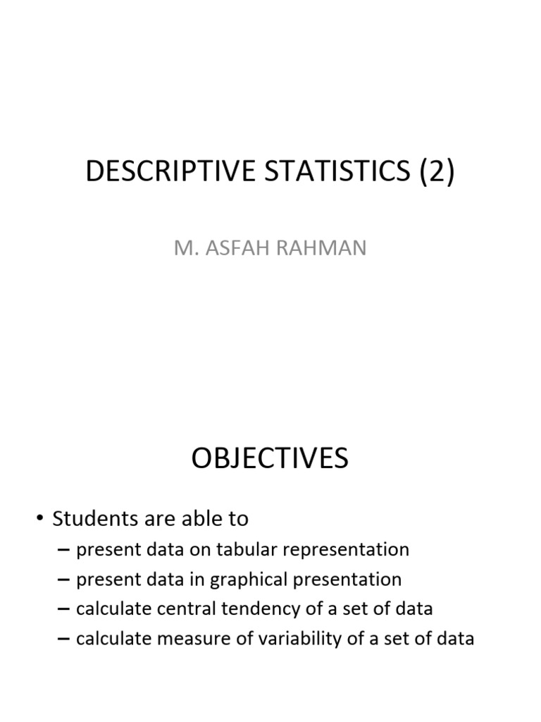 Meeting 3,4 Descriptive Statistics | PDF | Skewness | Standard Deviation