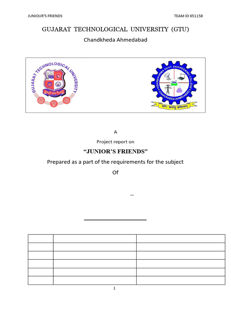 Junior's Friends Project Report GTU | PDF | Mentorship | Engineering