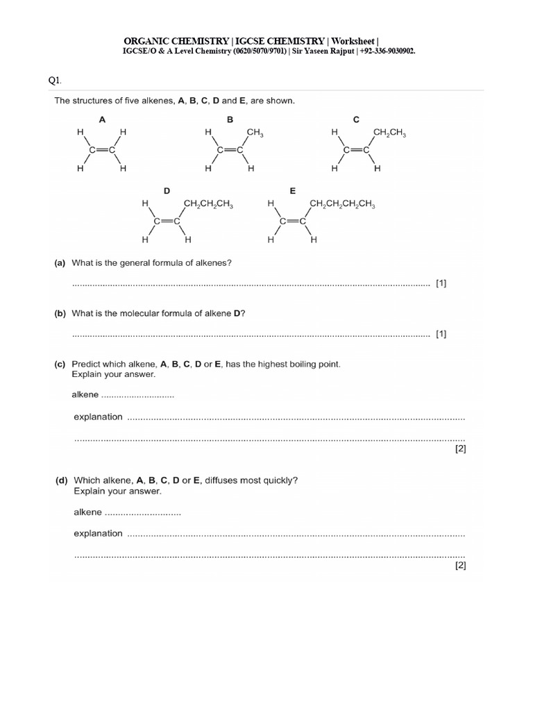 Organic Chemistry Worksheet 3 1 2 | PDF
