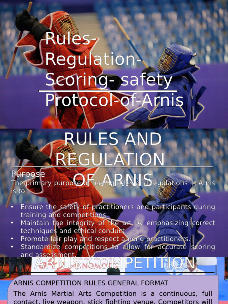 Rules-Regulation-Scoring-safety-Protocol-of-Arnis | PDF | Sports | Individual Sports