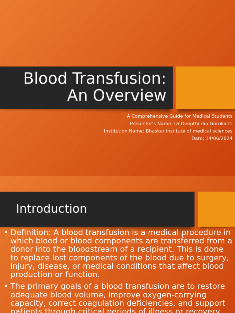 Blood Transfusion Ppt | PDF | Blood Transfusion | Blood