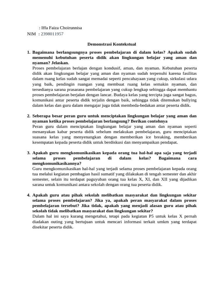 Topik 4 - Demonstrasi Kontekstual - Iffa Faiza CH | PDF