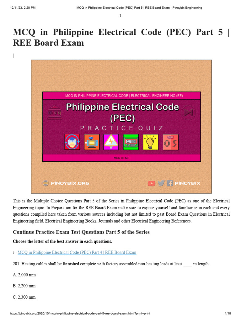 PEC Part 5 MCQs for REE Exam Prep | PDF | Multiple Choice | Switch