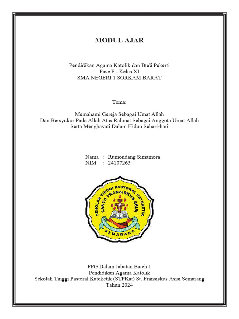 LK 5 - Modul Ajar PBL (Gereja) | PDF