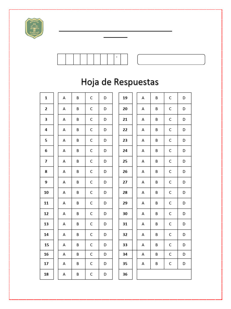 Ensayo Simce - Hoja de Respuesta N°1 | PDF
