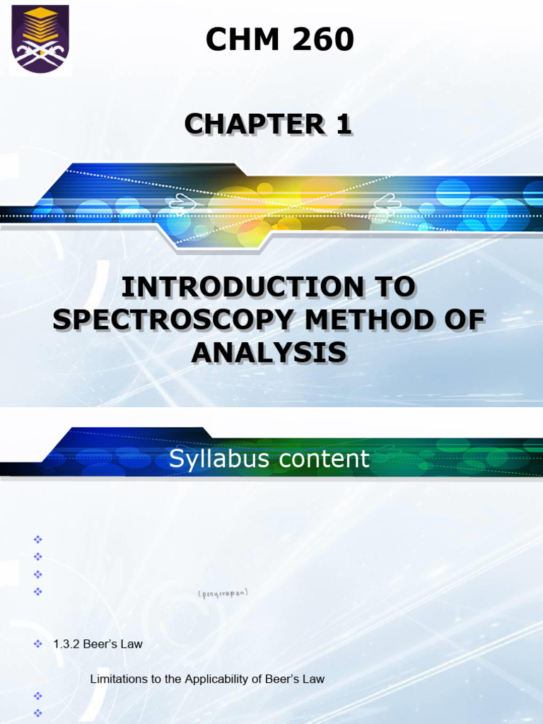 Chapter 1-Introduction to Spectroscopy Method of Analysis | PDF ...