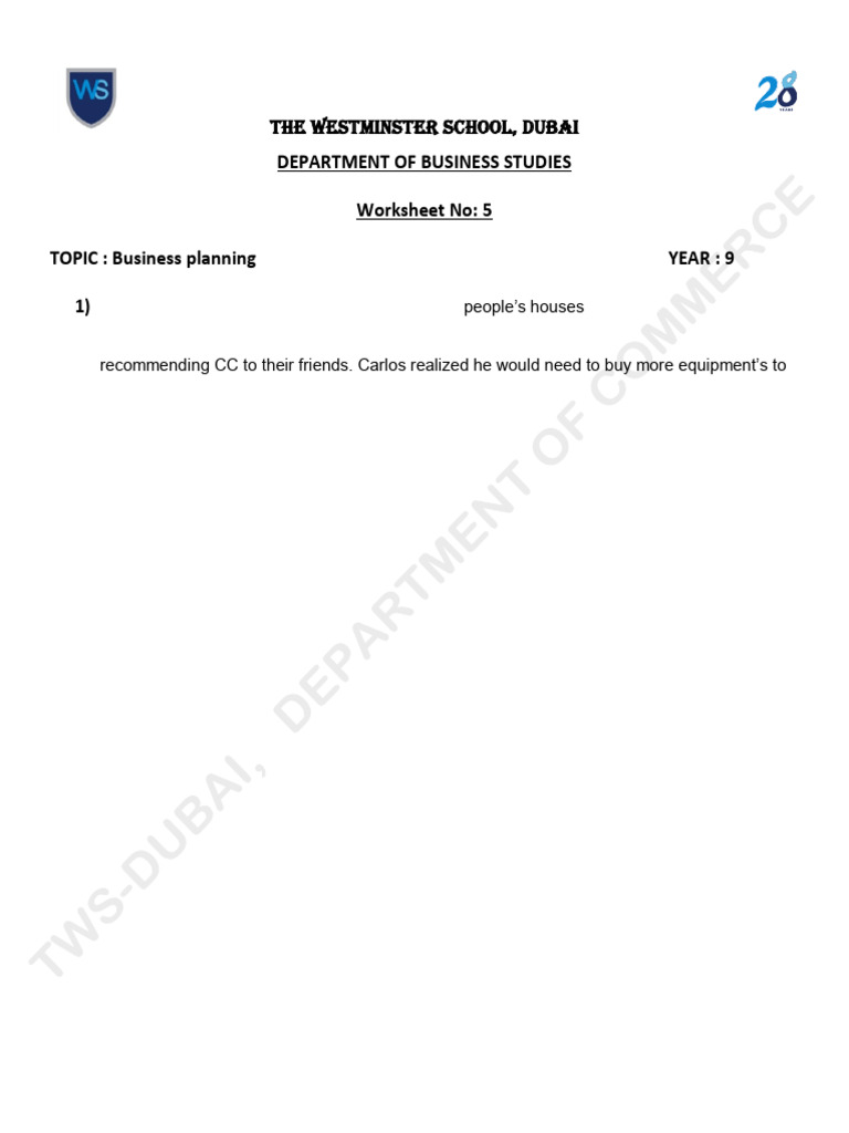 Business Planning-Worksheet 3 | PDF