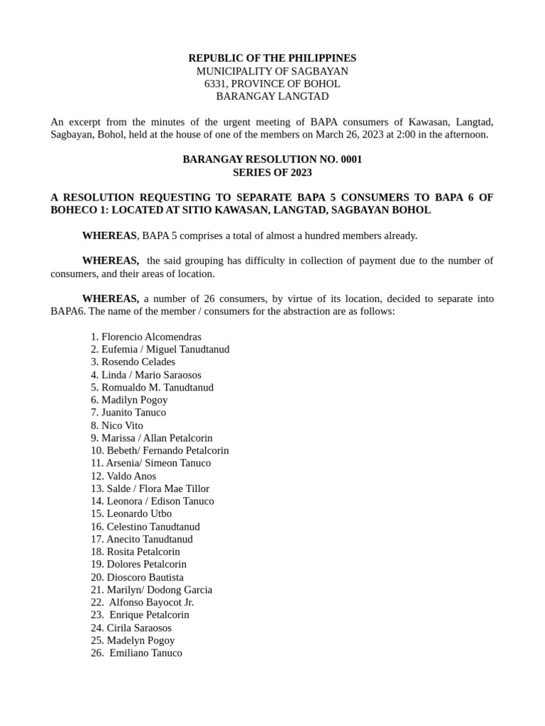 BAPA Resolution | PDF