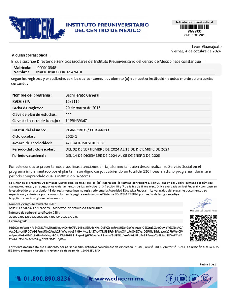 Cns-Edtlz01: Folio de Documento Oficial | PDF