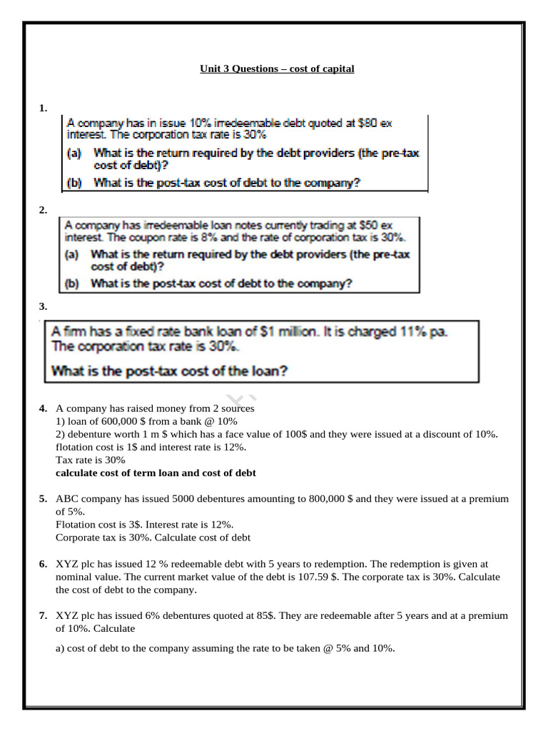 Unit 3 Problems | PDF | Cost Of Capital | Capital Asset Pricing Model