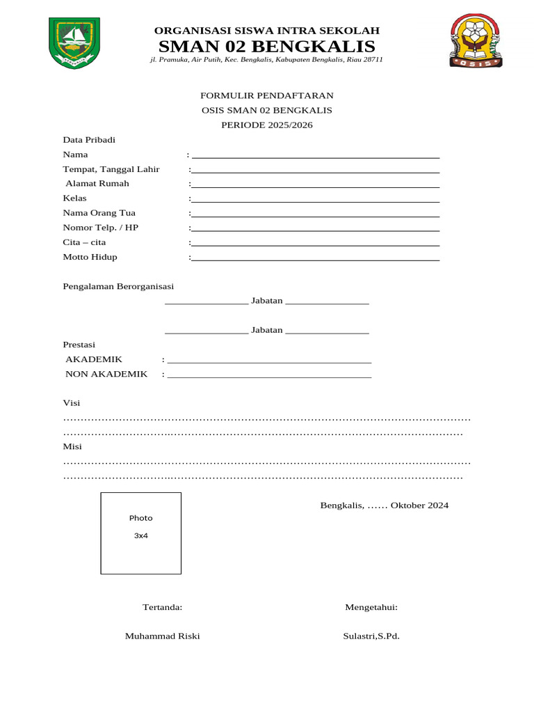 FORMULIR_PENDAFTARAN_OSIS (1) | PDF