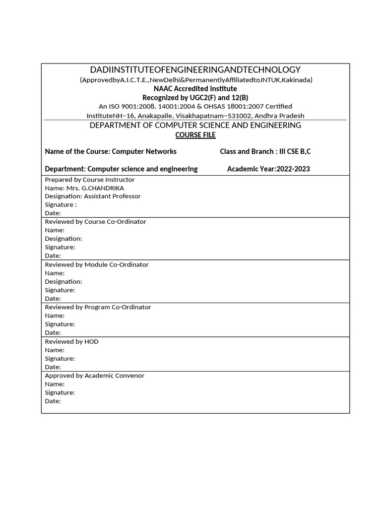 Updated CN COURSE FILE R20 CSE-B, C | PDF | I Pv6 | Ethernet