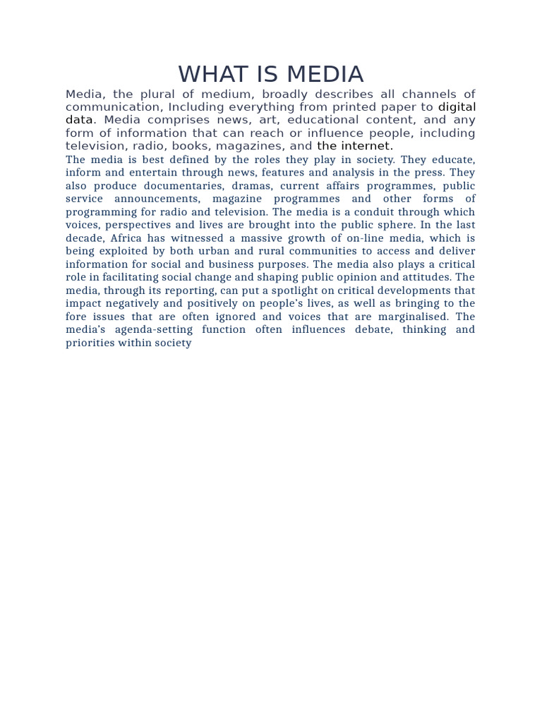 WHAT IS MEDIA | PDF