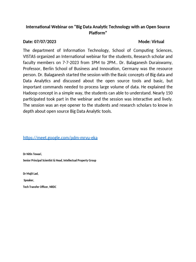 International Webinar Document Pdf Science Computing