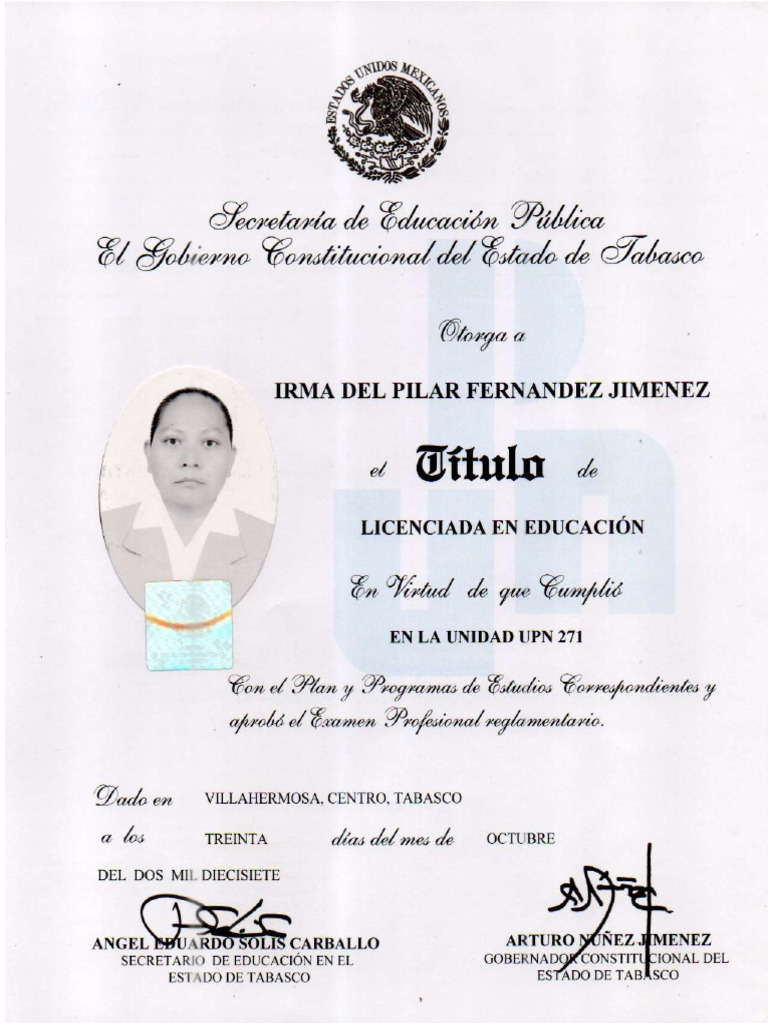 Titulo Upn Lic. Educación | PDF