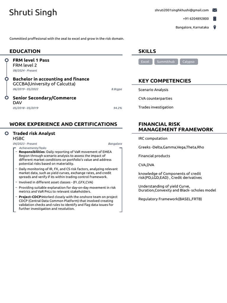 Shruti Resume | PDF | Greeks (Finance) | Investing
