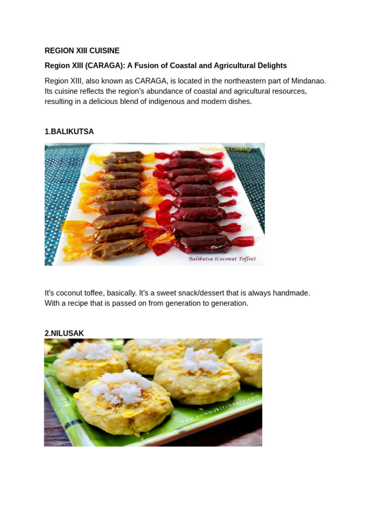 Region Xiii and Barmm Cuisine | PDF | Foods | Cuisine