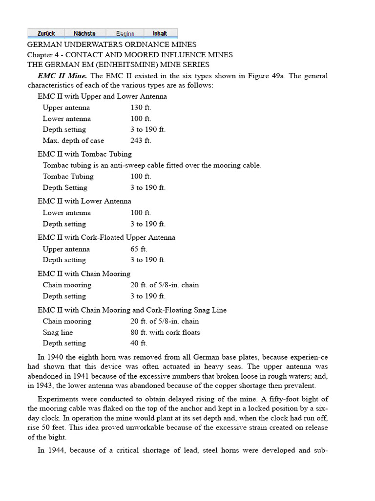 German EMC Contact and Moored Mines | PDF | Naval Mine | Naval Warfare