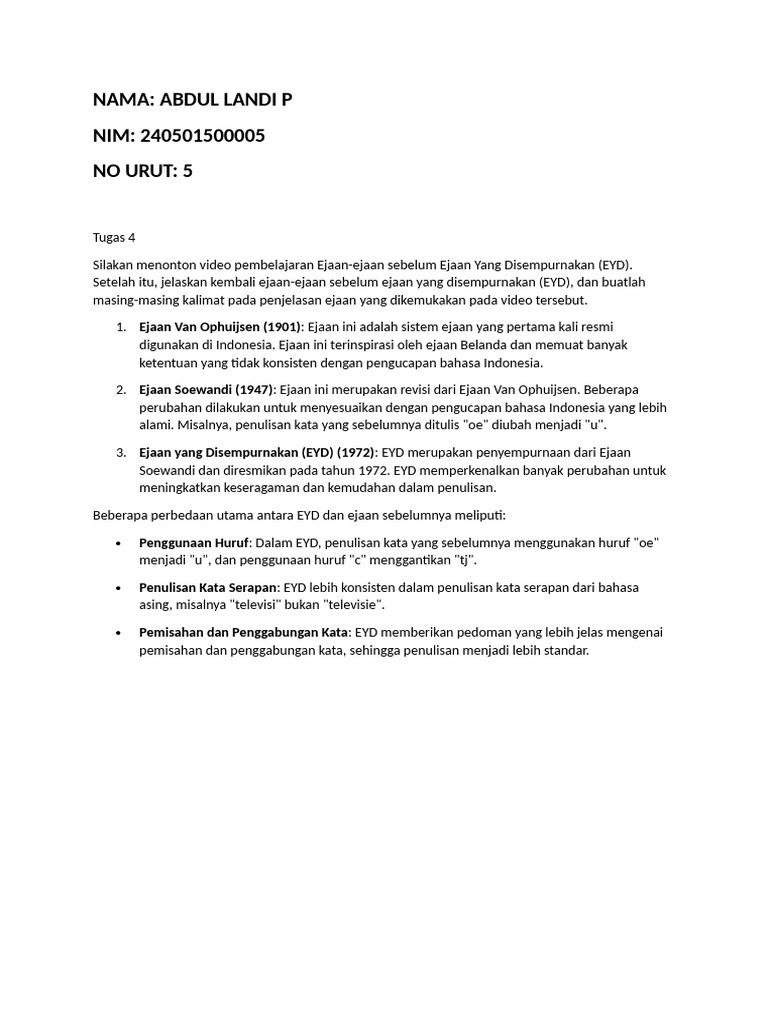Tugas 4 Bahasa Indonesia | PDF