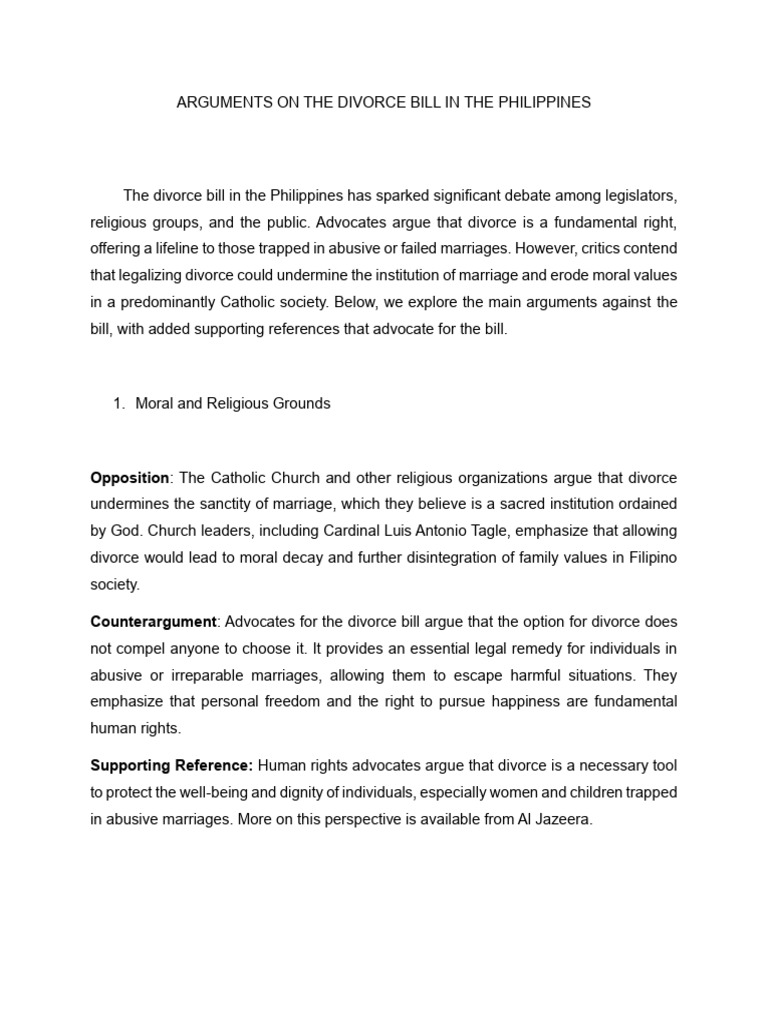 Divorce Bill Debate in Philippines | PDF | Divorce | Marriage