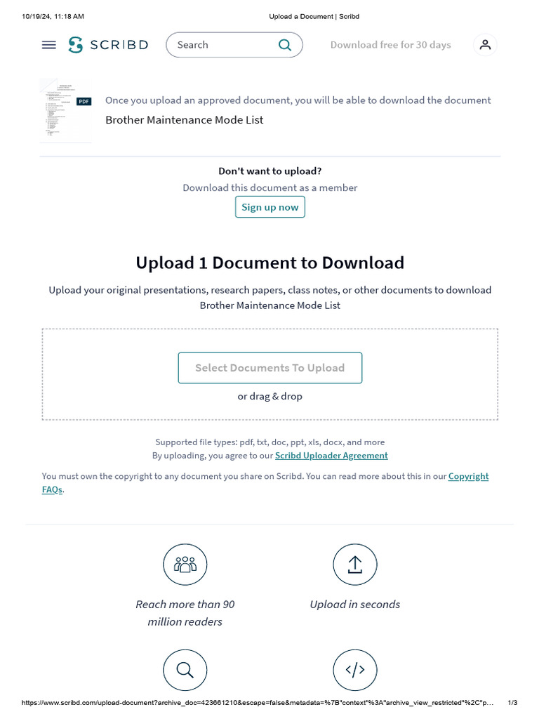 Upload 1 Document To Download: Brother Maintenance Mode List | PDF | Scribd | Digital Technology