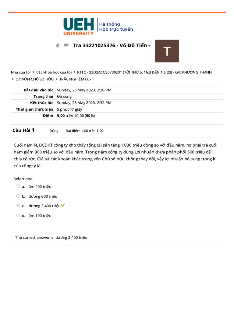 Trắc Nghiệm c67 - Tra - 2nd | PDF