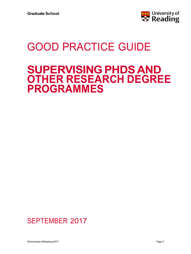 PhD Supervision Good Practice Guide | PDF | Thesis | Postgraduate Education