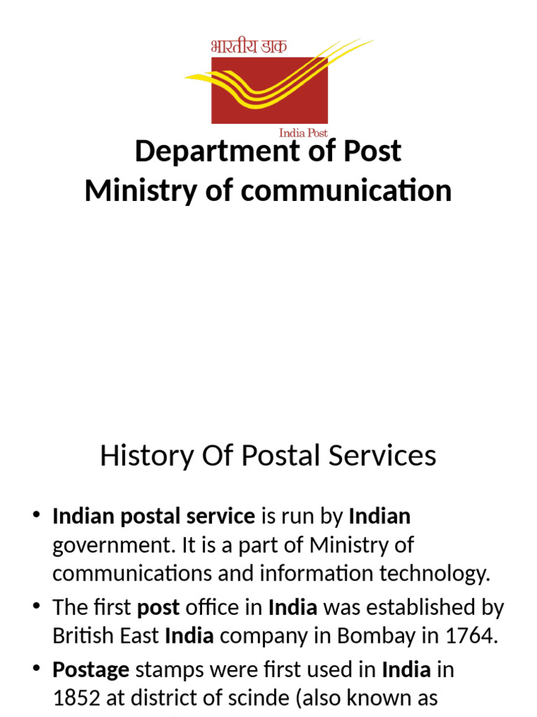 Department of Post Slide For History | PDF | Philately | Postage Stamp