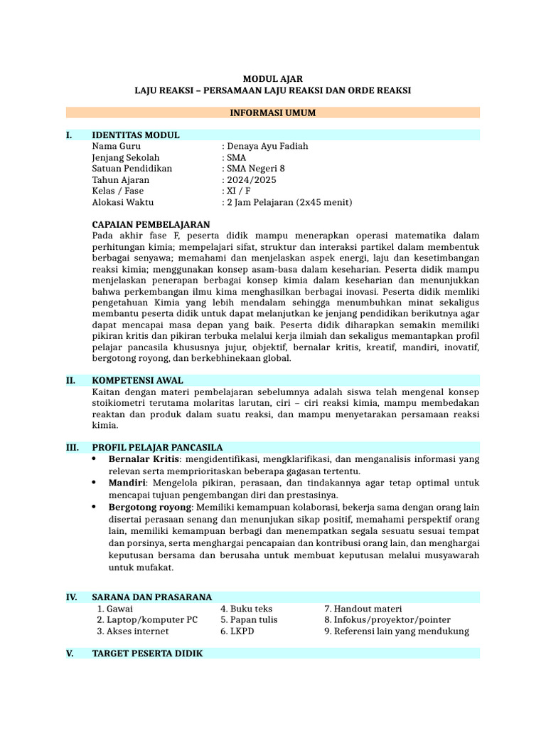 Laju Reaksi Rafa | PDF