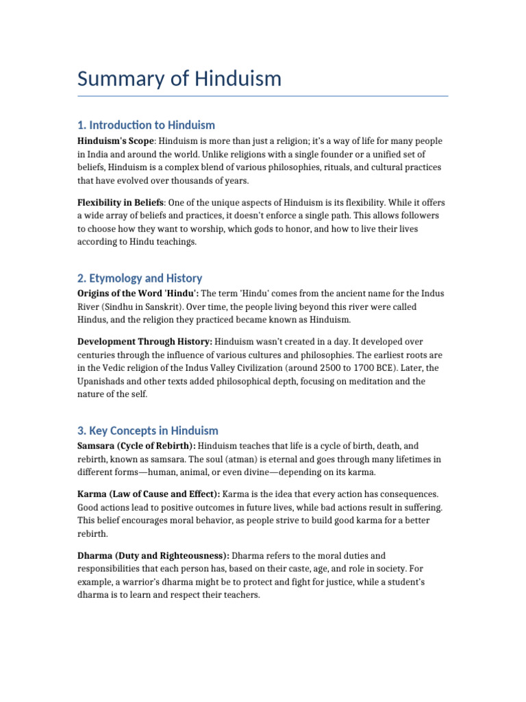 Hinduism Summary For Recitation | PDF | Bhagavad Gita | Moksha