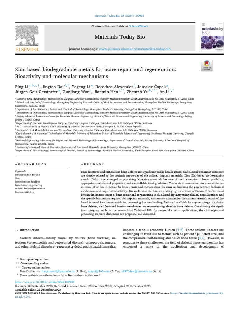 Materials Today Bio | PDF | Macrophage | Bone