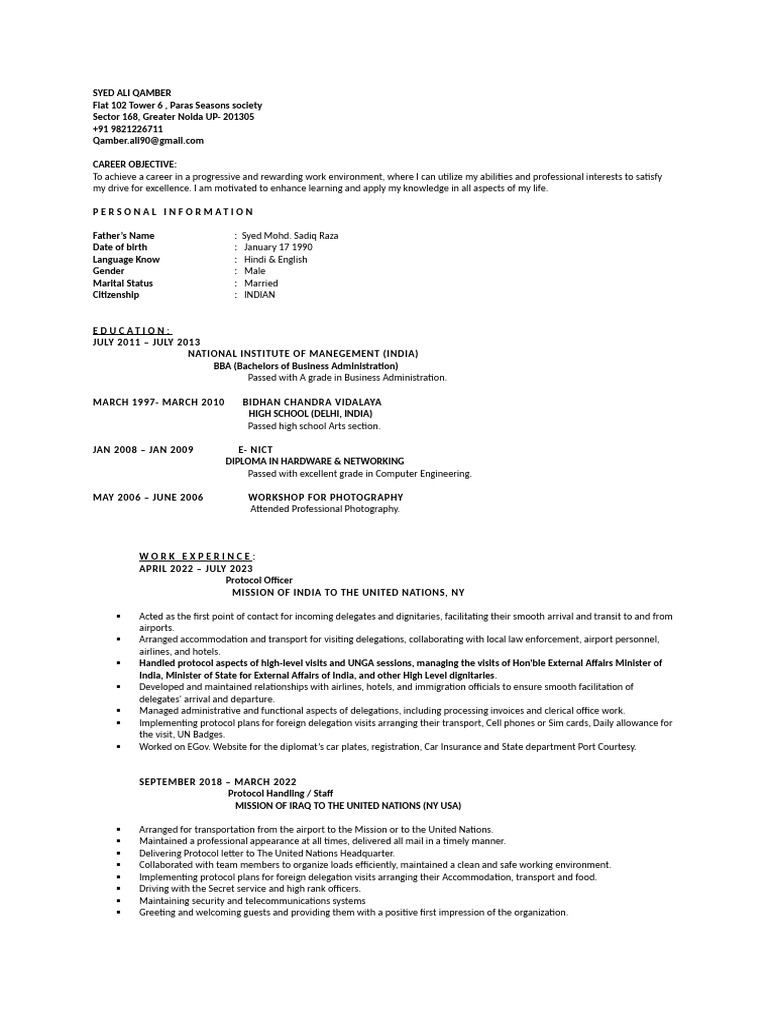 CV Syed 2024 | PDF | Personal Trainer | Physical Fitness