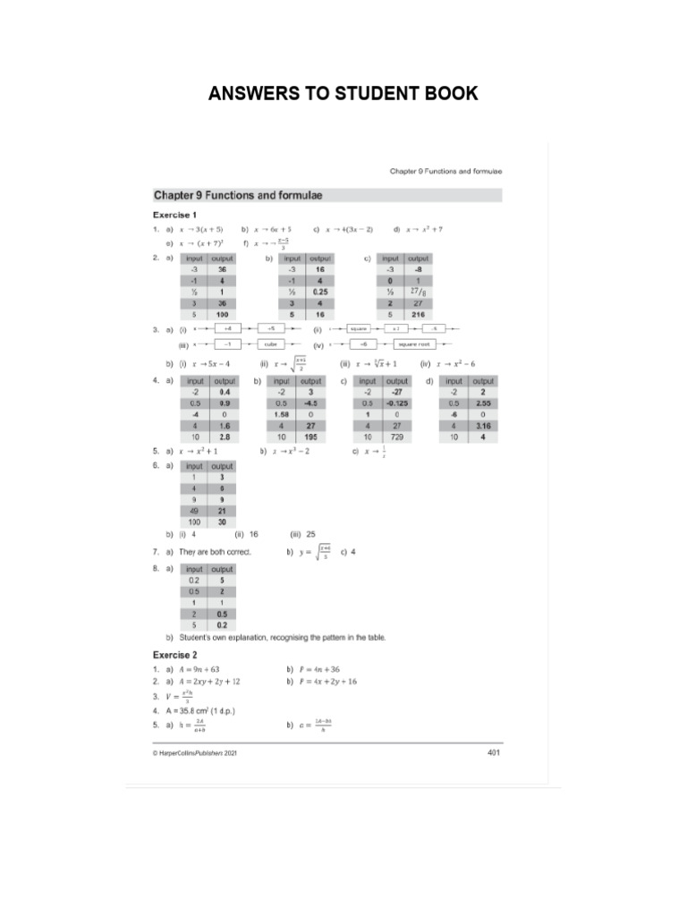 Ch-9 Answers To Student Book and Workbook | PDF
