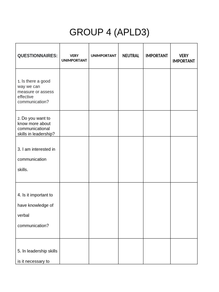 Questionnaires | PDF