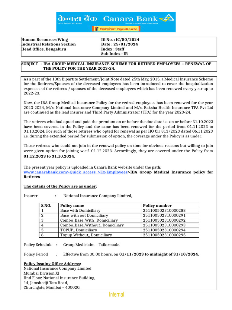 IBA Group Medical Insurance Renewal 2023-24 | PDF | Hospital | Patient