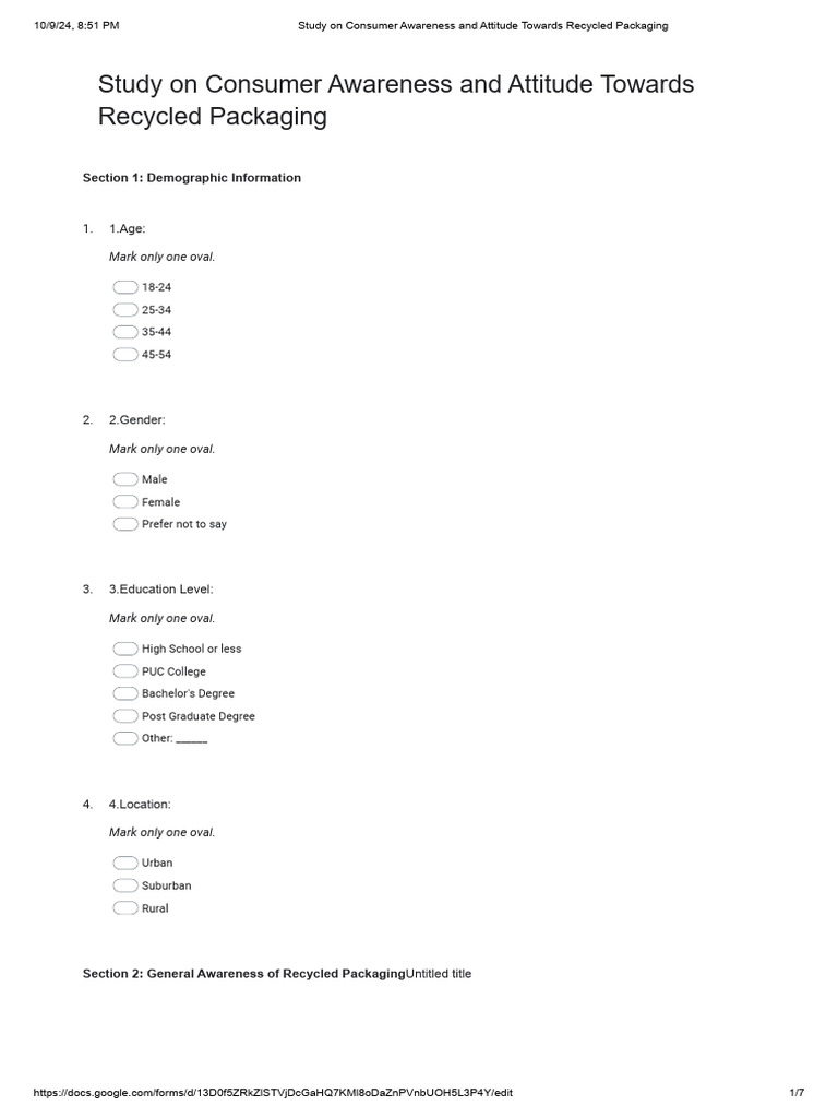 Study On Consumer Awareness and Attitude Towards Recycled Packaging ...
