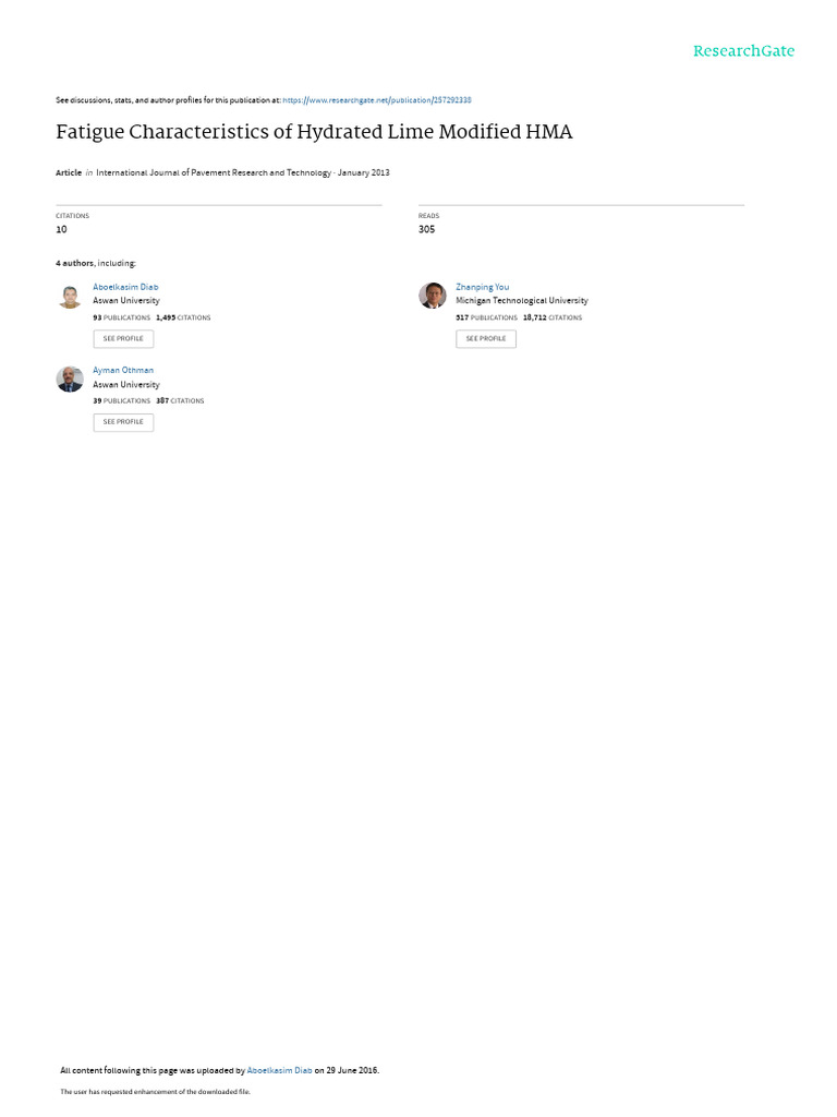 Fatigue Characteristics of Hydrated Lime Modified HMA | PDF | Fatigue ...