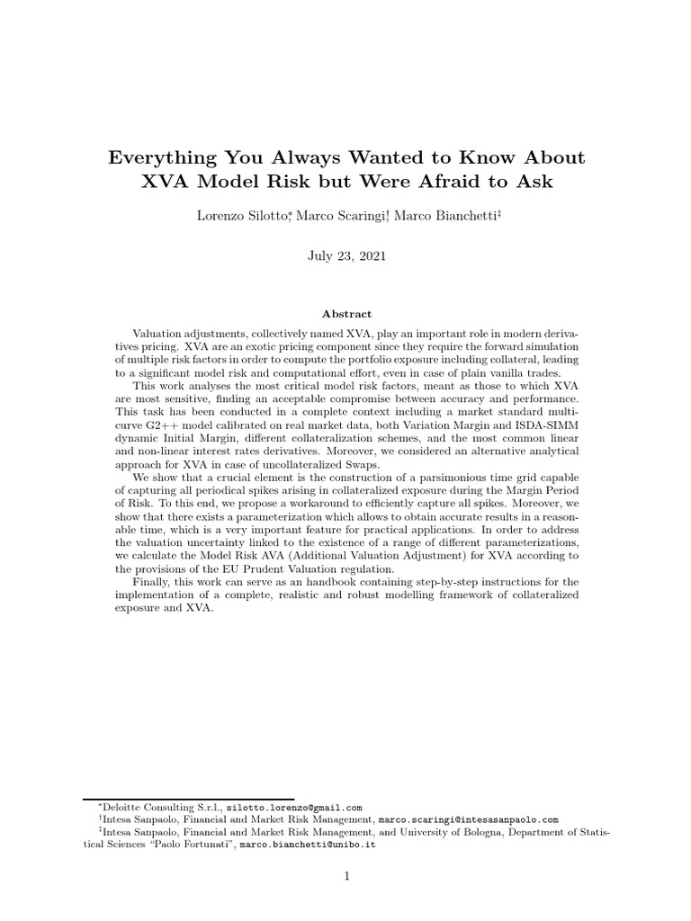 Deep Dive - XVA Model Risk (July 2021) | PDF | Derivative (Finance ...