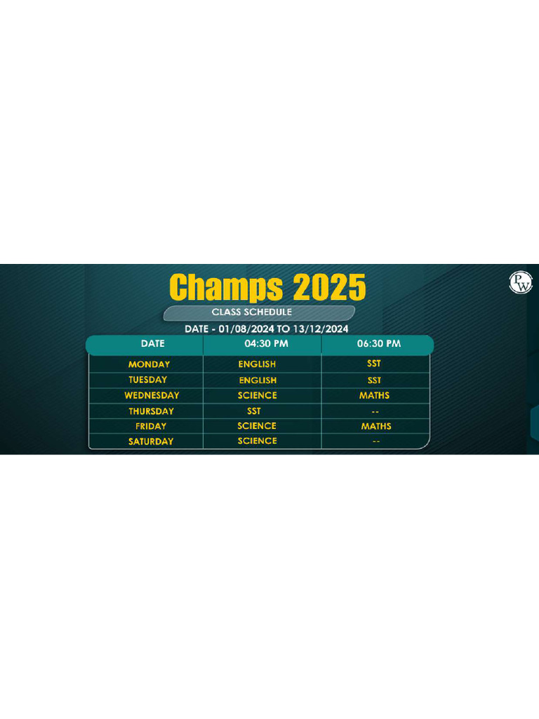 Class Schedule __ PDF Only __ Champs 2025 | PDF