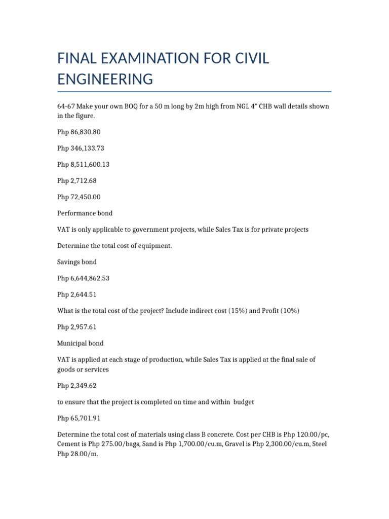 CIE_126_Comprehensive Exam | PDF | Concrete | Foot (Unit)