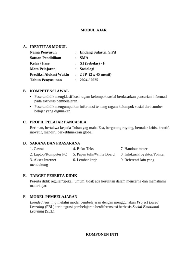 Modul Ajar Acc Endang Sulastri | PDF | Karier & Perkembangan
