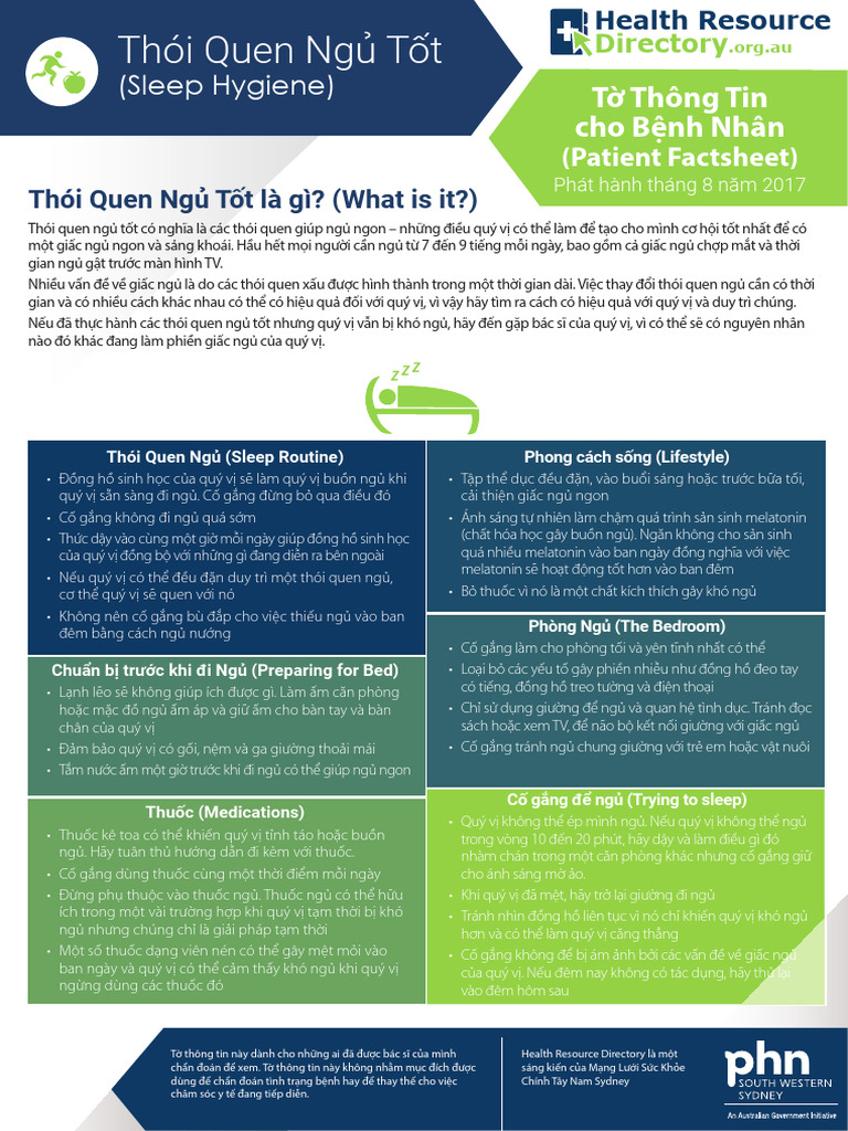 Sleep Hygiene Vietnamese | PDF
