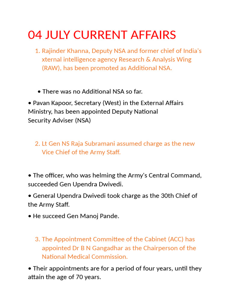 04 July Current Affairs | PDF | Business